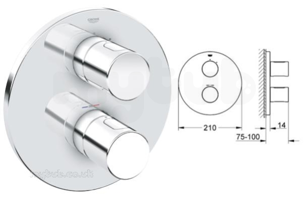 Grohe Grohe 3000c Trim Shower Chrome Plated 19464000 : Grohe